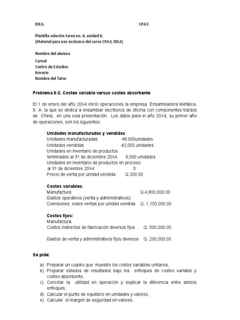 Tarea 6 Semana 7 | PDF | Estado de resultados | Bancos