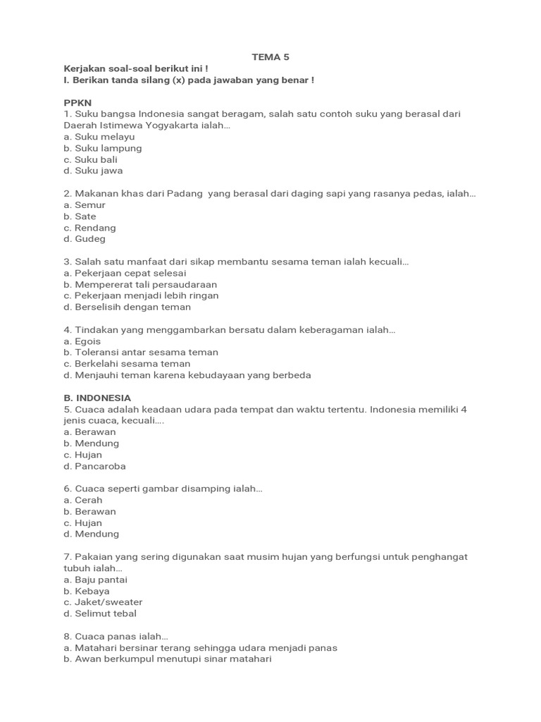 Soal PTS Tema 5 Fira | PDF