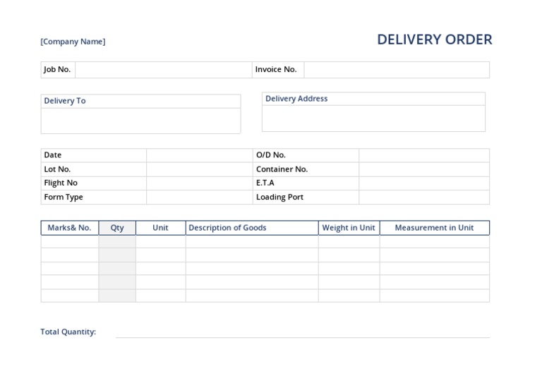 Simple Delivery Order Template | PDF