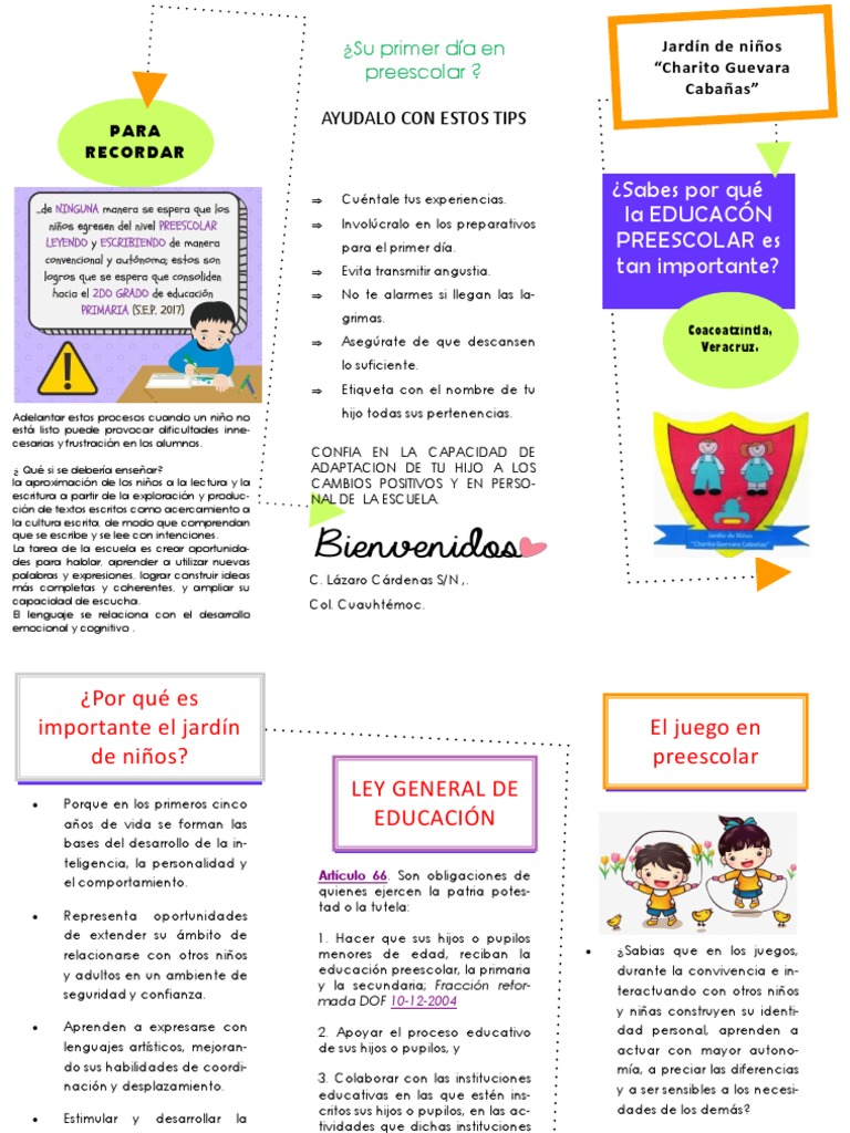 triptico preescolar corregido word | PDF | Educación de la primera infancia | Cognición
