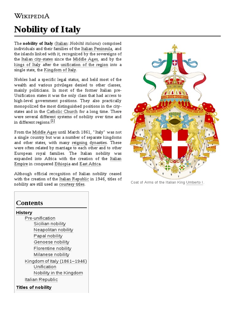 Nobility of Italy | PDF | Middle Ages | Oligarchy