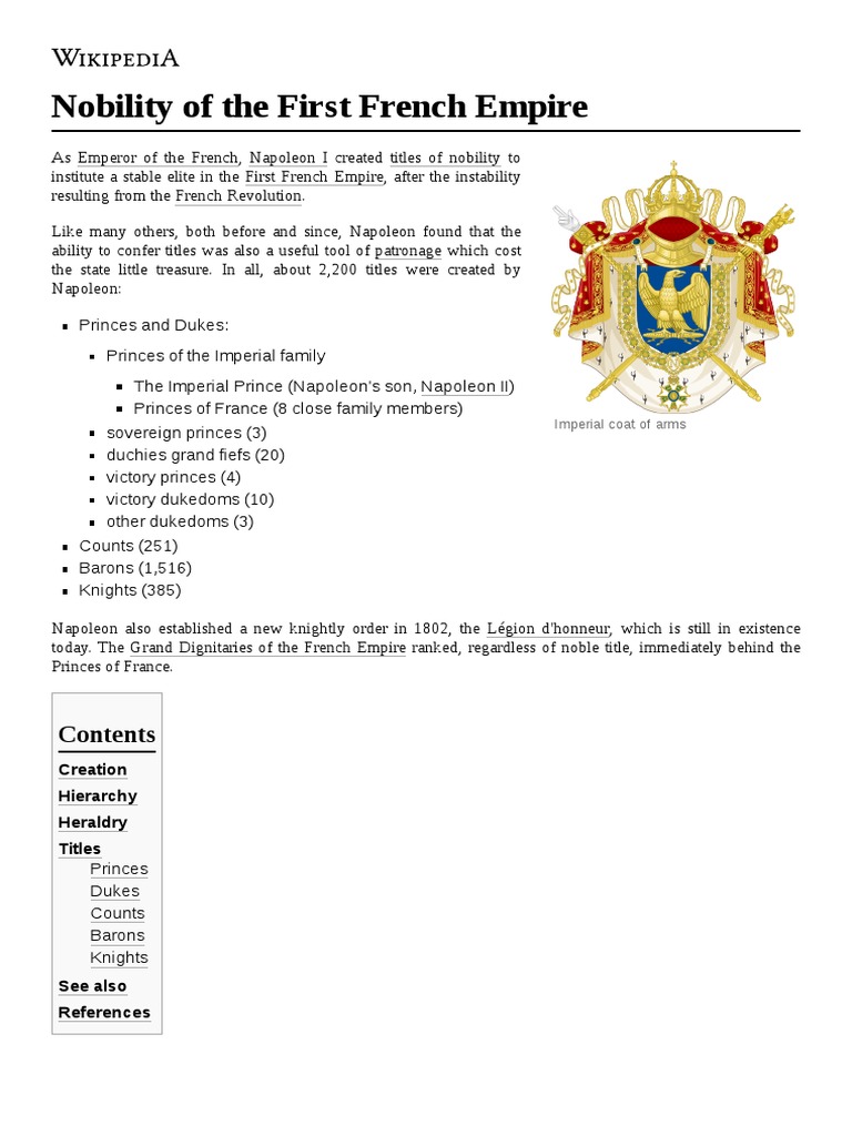 Nobility of The First French Empire | PDF | Feudalism | Nobility