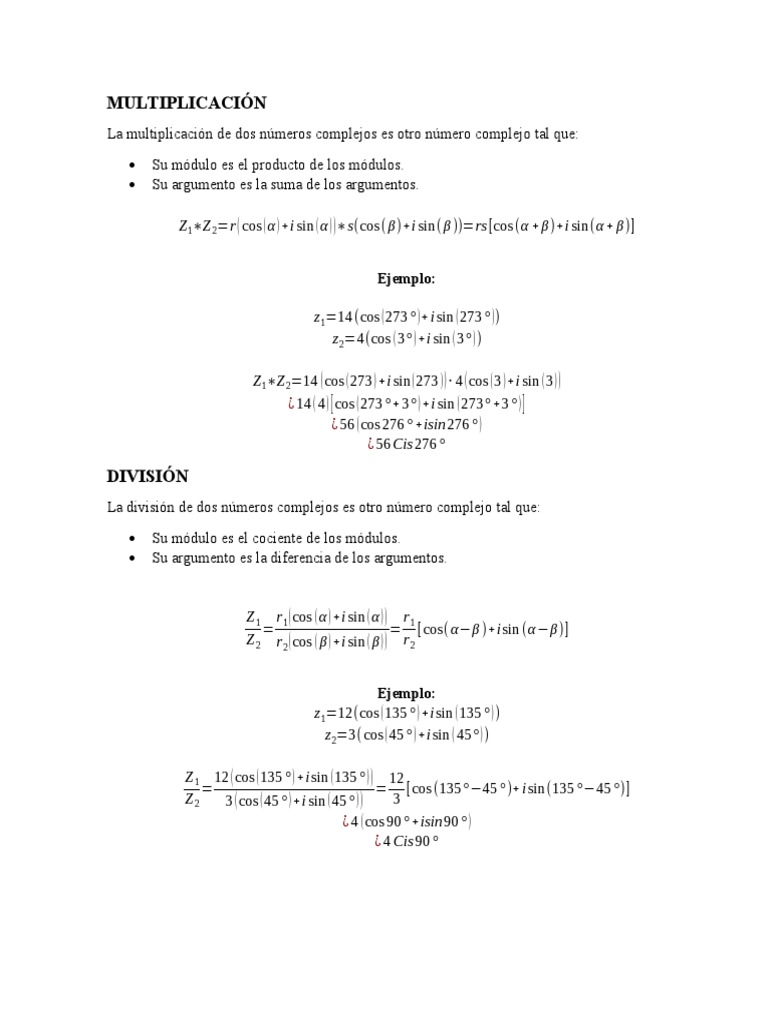 Multiplicacion y Division en La Forma Polar | PDF