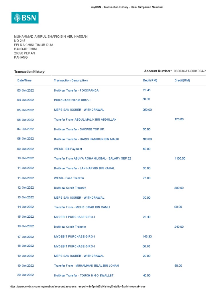 BSN Estatement | PDF | Payments | Economies
