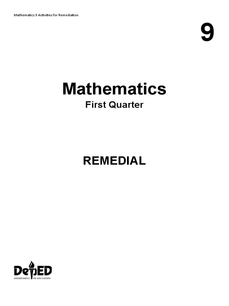 Math 9 q1 Remedial | PDF | Quadratic Equation | Equations