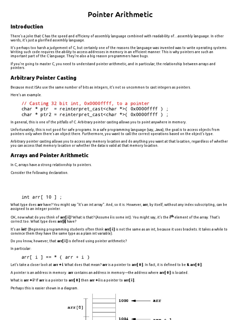 Pointer Arithmetic Download Free Pdf Pointer Computer Programming Integer Computer Science