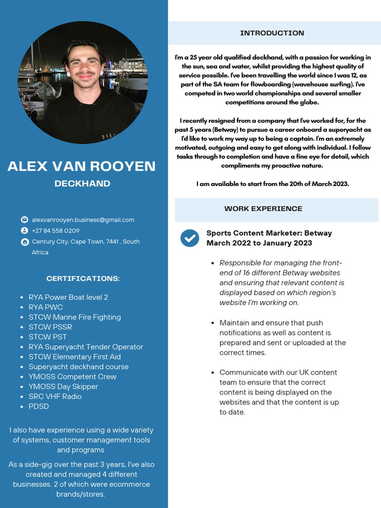 Alex VR CV | PDF | Brand | Experience
