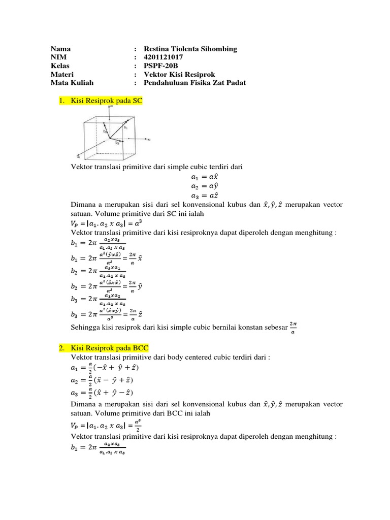 TR - Restina Tiolenta Sihombing - Pert2 - Fisika Zat Padat - PSPF20B | PDF