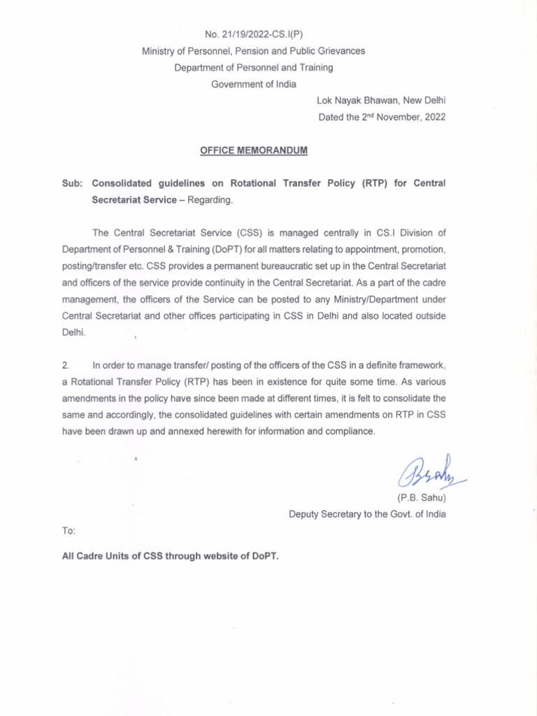 Consolidated Guidelines on Rotational Transfers and Promotions for ...