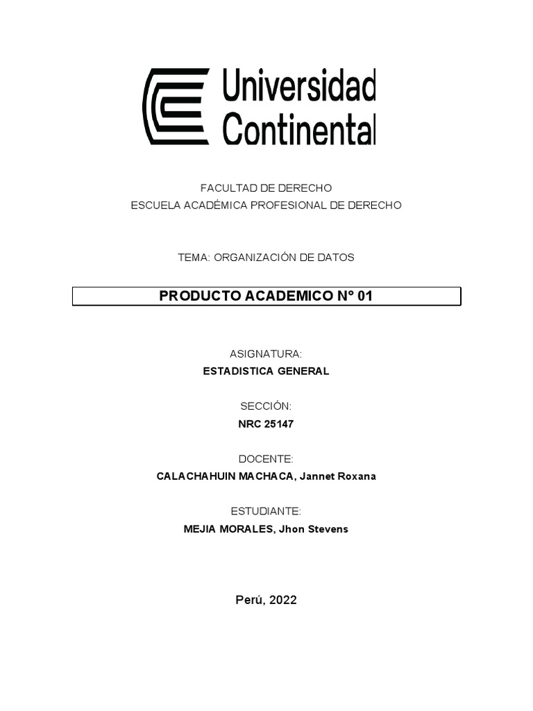 Producto Academico #01 - Estadistica General | PDF