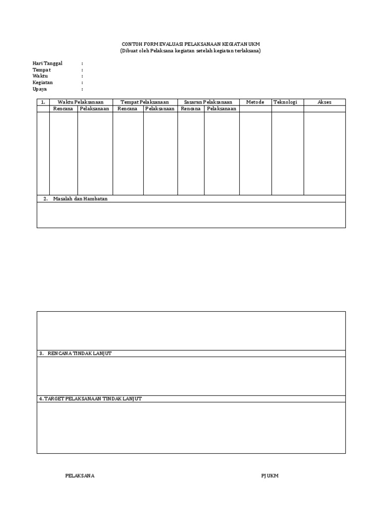 Contoh Form Evaluasi Pelaksana Kegiatan - Bto | PDF