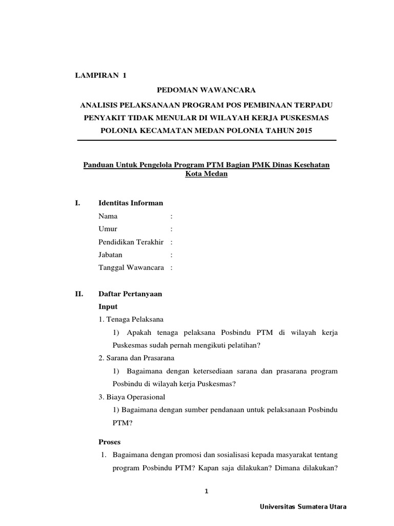 Lampiran 1 Pedoman Wawancara | PDF | Pengembangan Diri
