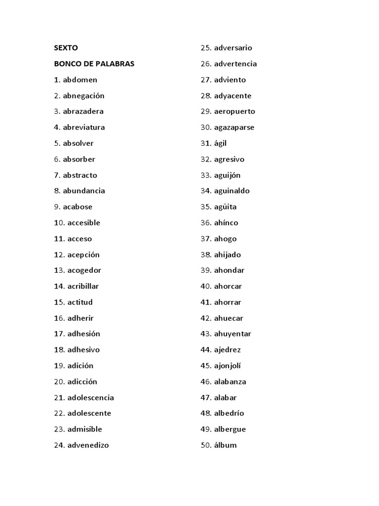 BANCO DE PALABRAS.pdf | PDF