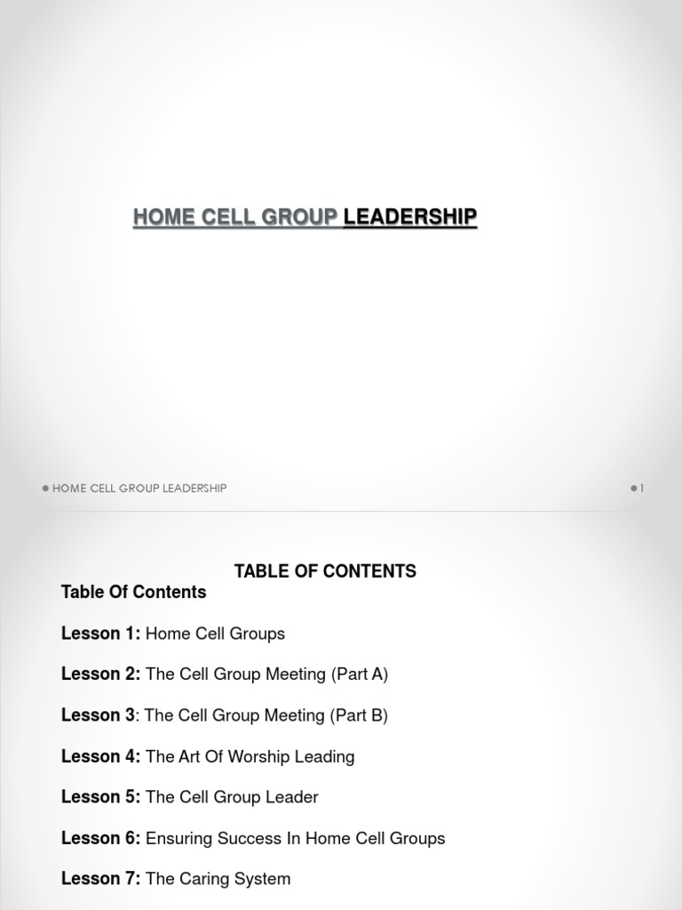 Home Cell Group Leadership Manual | PDF | Religion & Spirituality