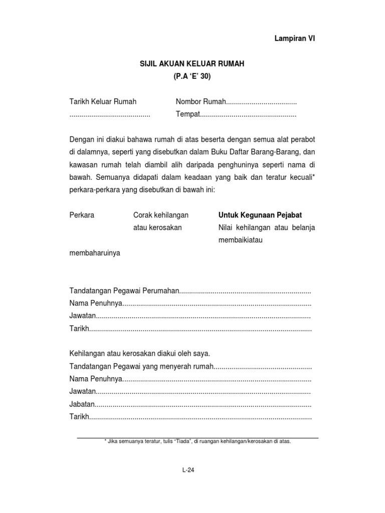 PDF Surat Akuan Keluar Kuarters | PDF