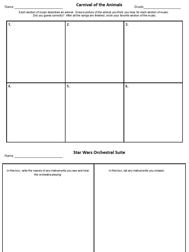 Carnival of The Animals - Star Wars Worksheets | PDF