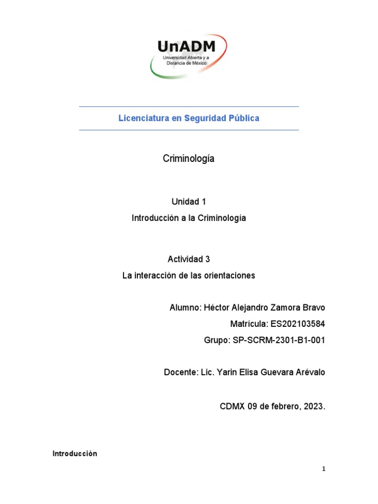 SCRM - U1 - A3 - Hezb | PDF | Criminología | Las emociones