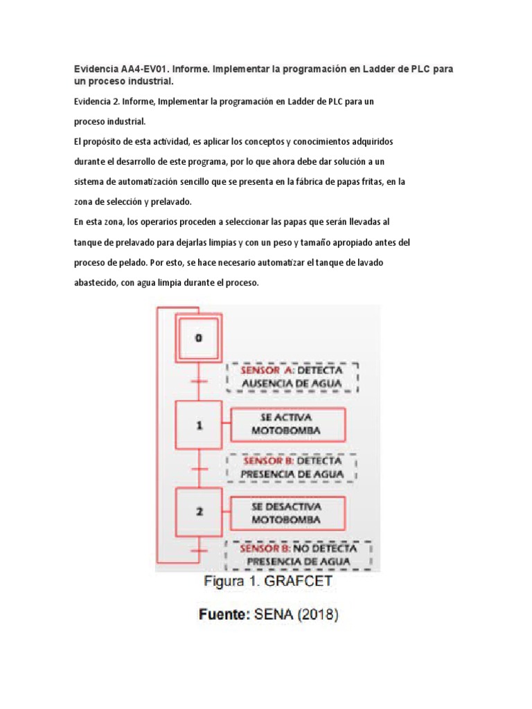 Evidencia AA4-EV01. Informe. Implementar La Programación en Ladder de PLC para Un Proceso ...