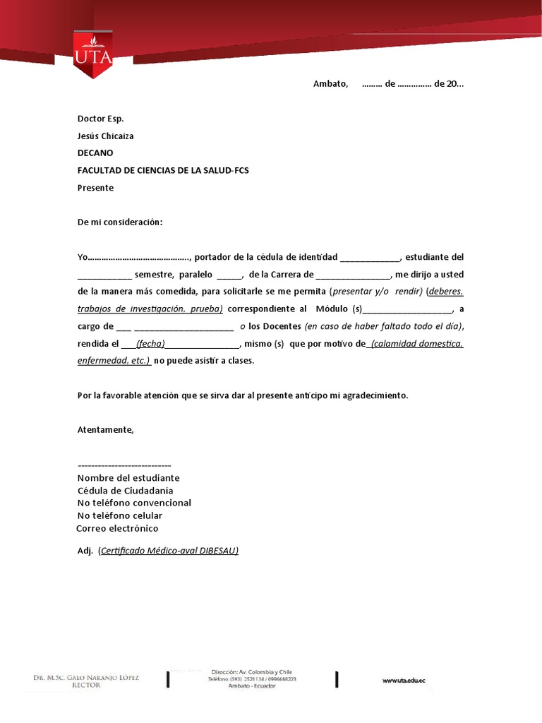 Solicitud de Deberes, Trabajos y Examenes Atrasados | PDF