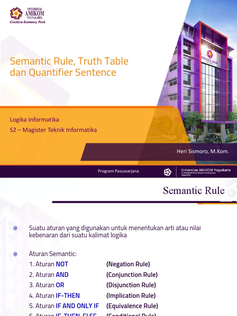2 Semantic Rule Dan Truth Table PDF | PDF | Sains & Matematika
