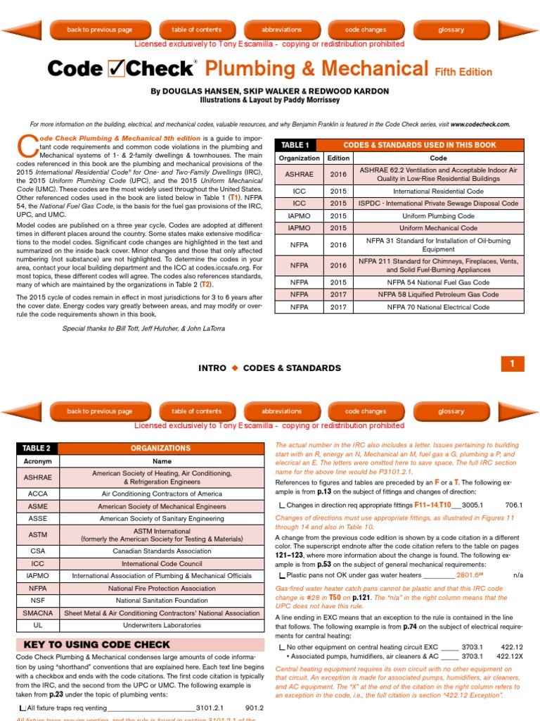 Code Check Plmbg-Mech PDF | PDF | Plumbing | Fireplace
