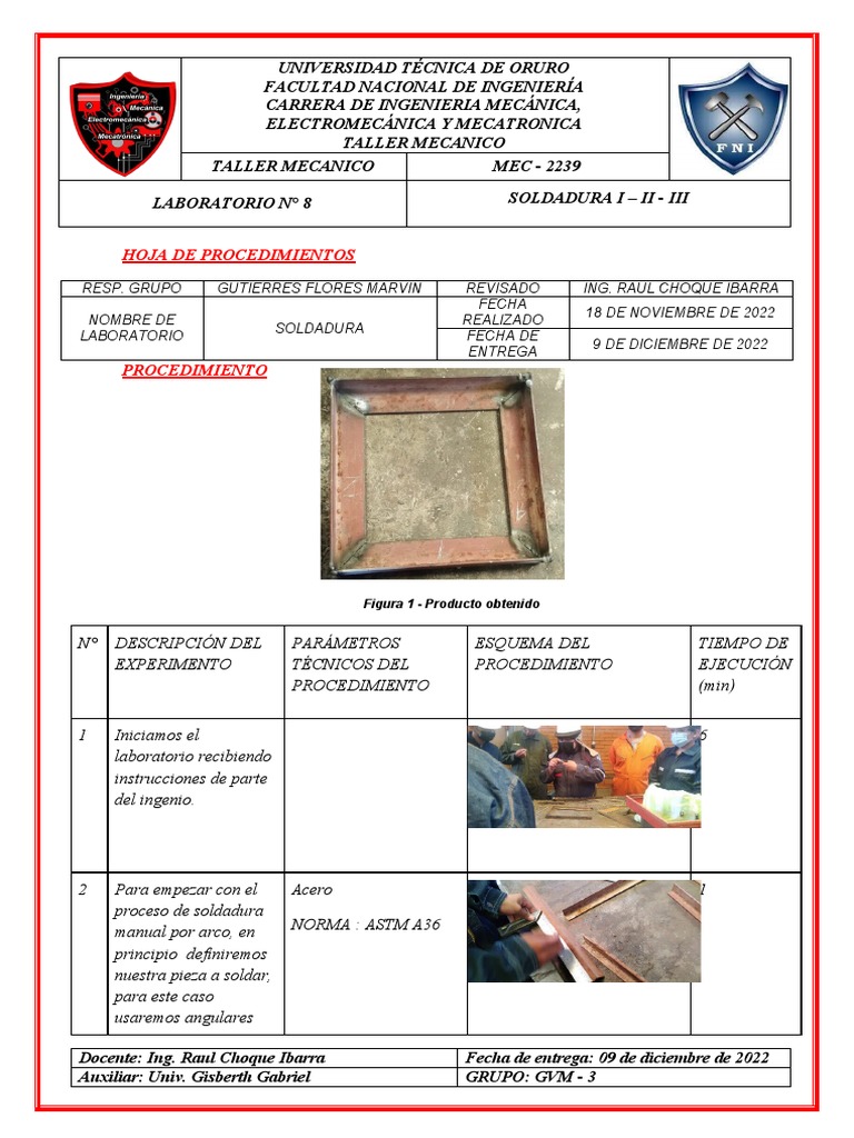 Hoja de Procedimientos 7 | PDF | Soldadura | Construcción