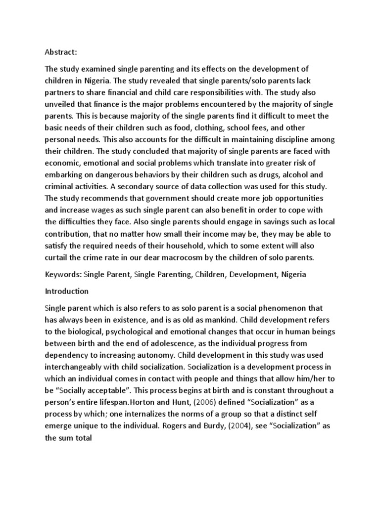 The Financial and Social Challenges of Single Parenting in Nigeria: An ...