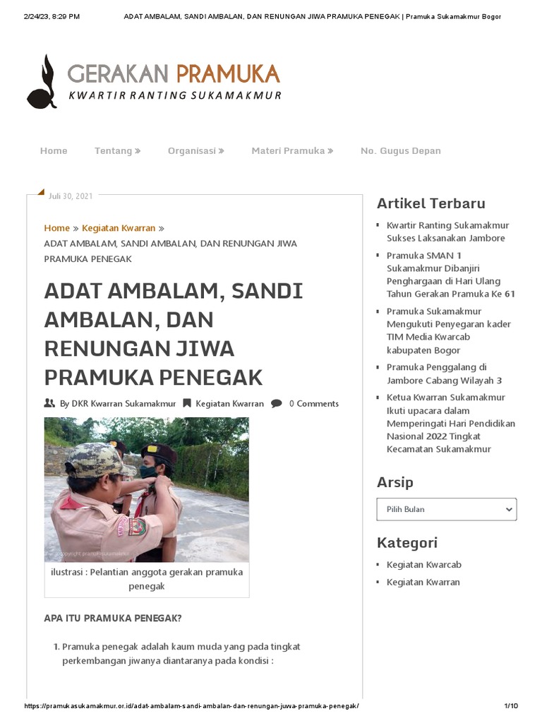 ADAT AMBALAM, SANDI AMBALAN, DAN RENUNGAN JIWA PRAMUKA PENEGAK ...