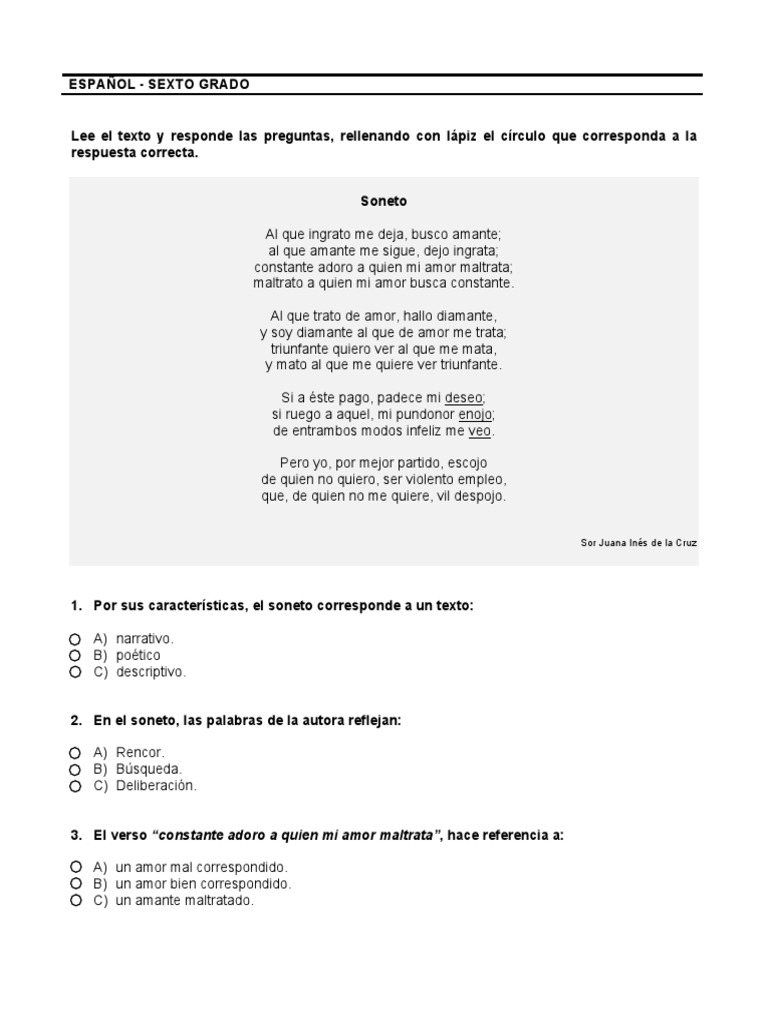 Español 6 Grado Primaria-7 | PDF | Sonetos | Teoría literaria