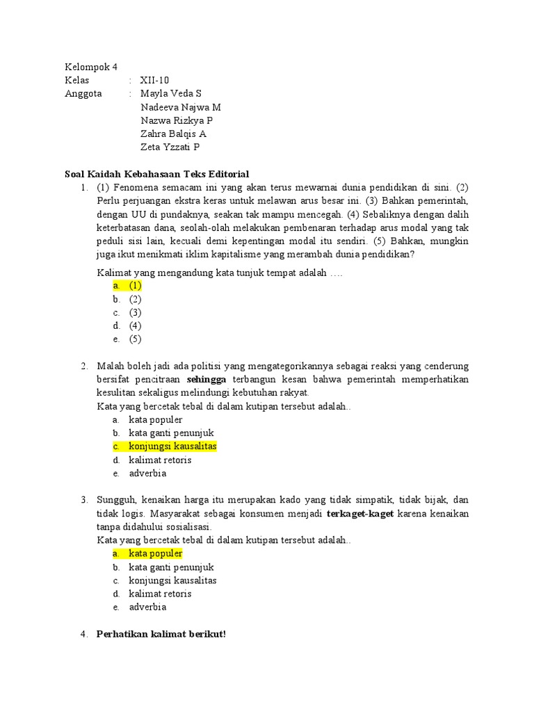 Soal-Soal Teks Editorial | PDF