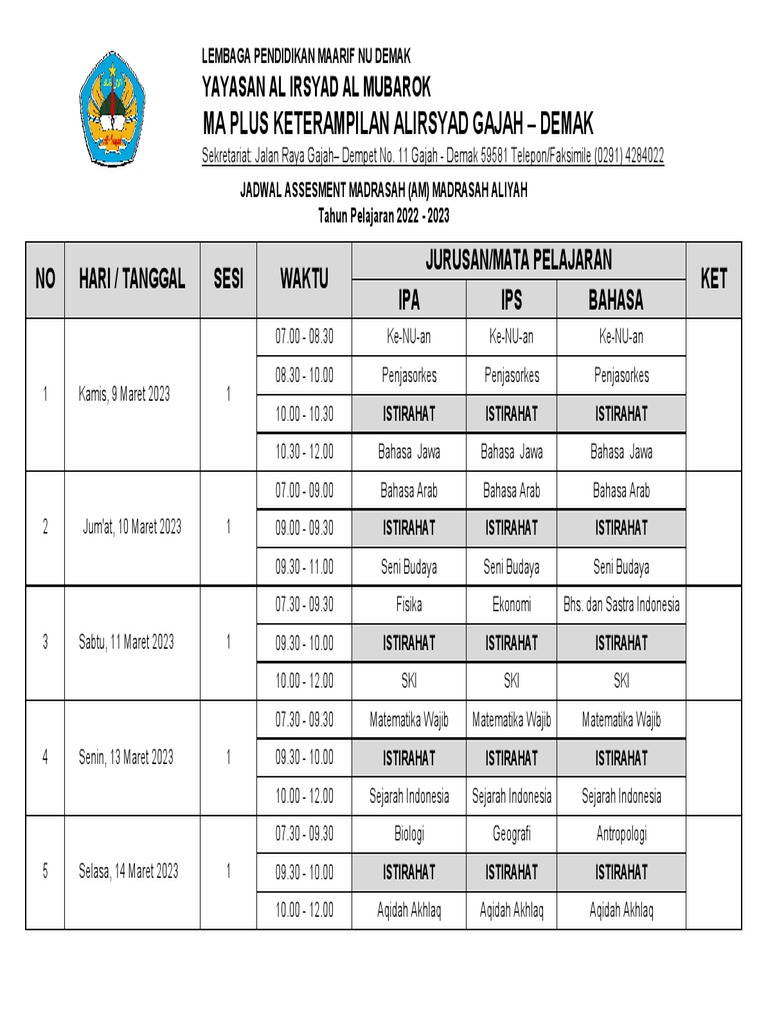 Jadwal UM 2023 - MAIGA | PDF
