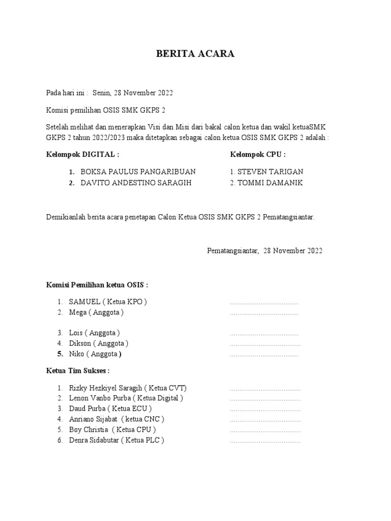 BERITA ACARA P5.docx | PDF