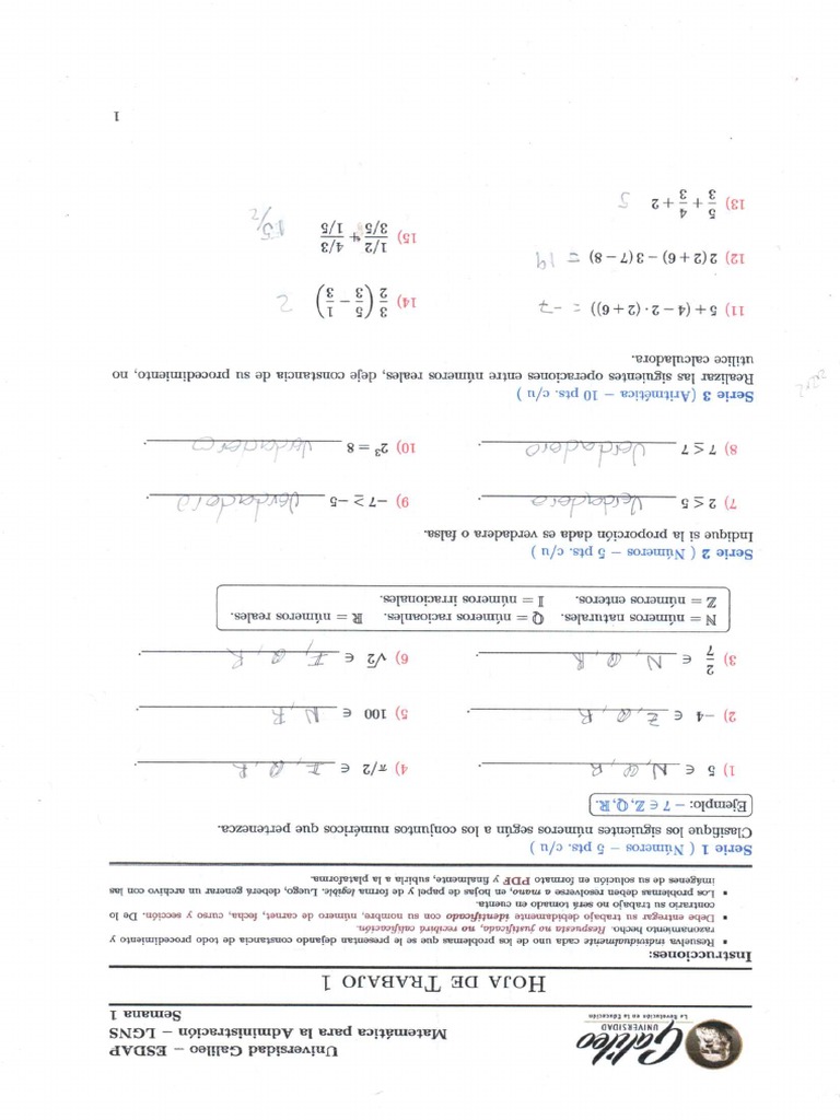 Hoja de Trabajo 1 Mate | PDF