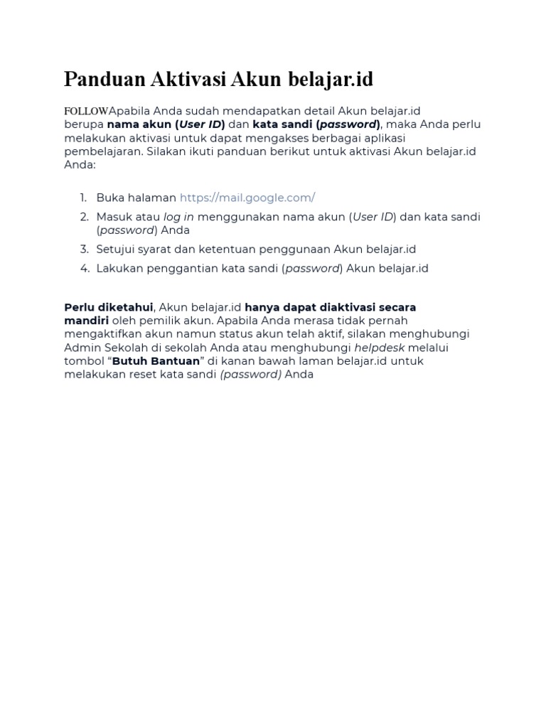 Panduan Aktivasi Akun Belajar Pdf Pdf