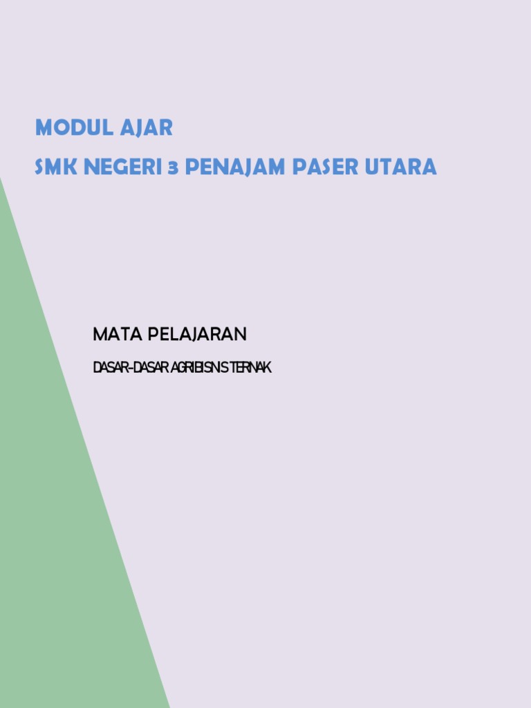 Modul Ajar 5 - Dasar-Dasar Agribisnis Ternak | PDF
