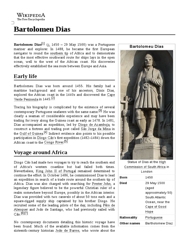 Bartolomeu Dias: Early Life | PDF | Exploration | Age Of Discovery