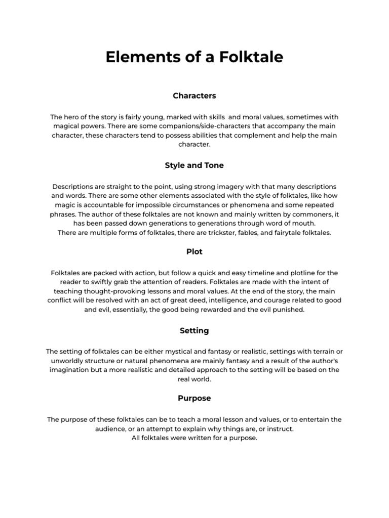Elements of A Folktale | PDF