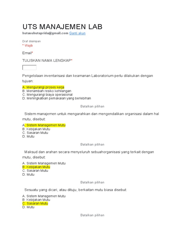 Uts Manajemen Lab | PDF