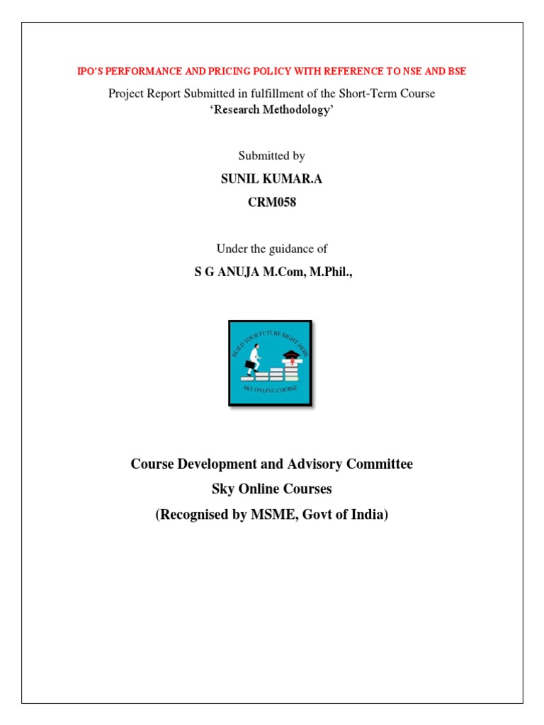 Sunil RM Project | PDF | Initial Public Offering | Corporate Finance
