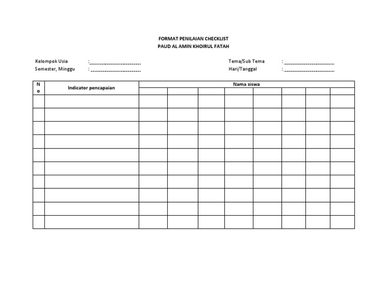 Penilaian CHECKLIST | PDF