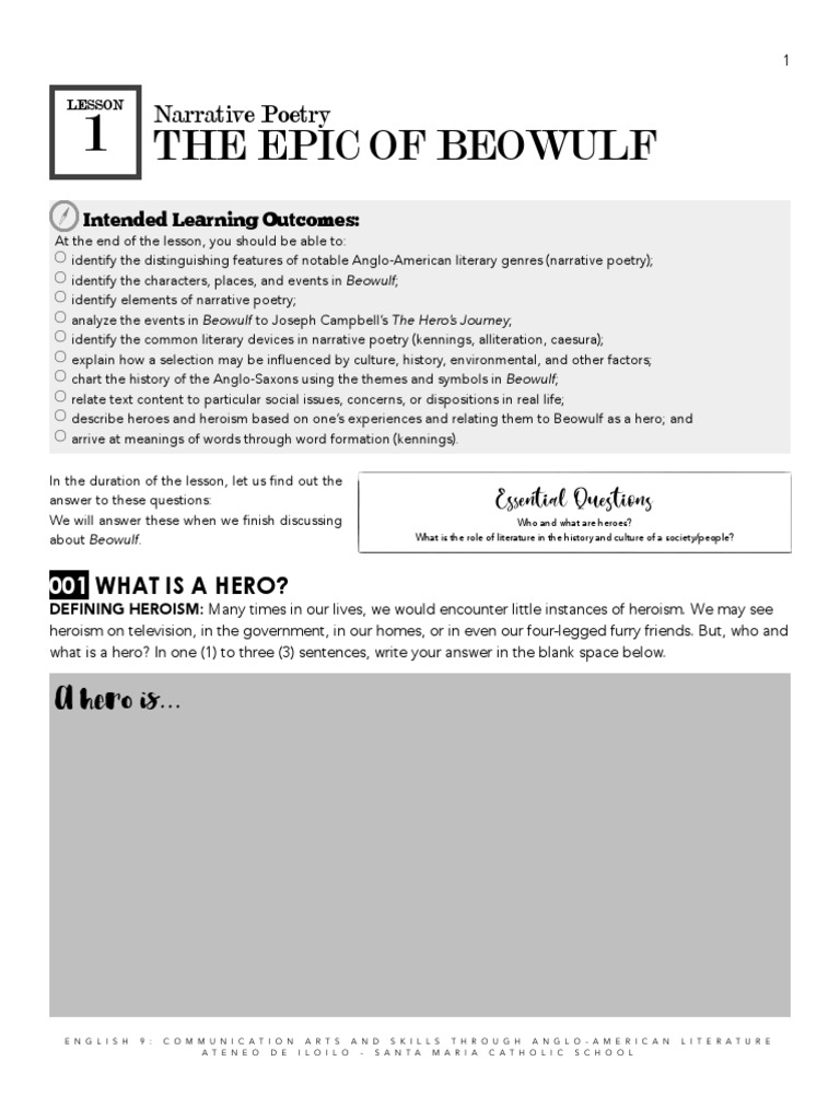 001 Narrative Poetry - The Epic of Beowulf | PDF | Beowulf | Germanic Heroic Legends