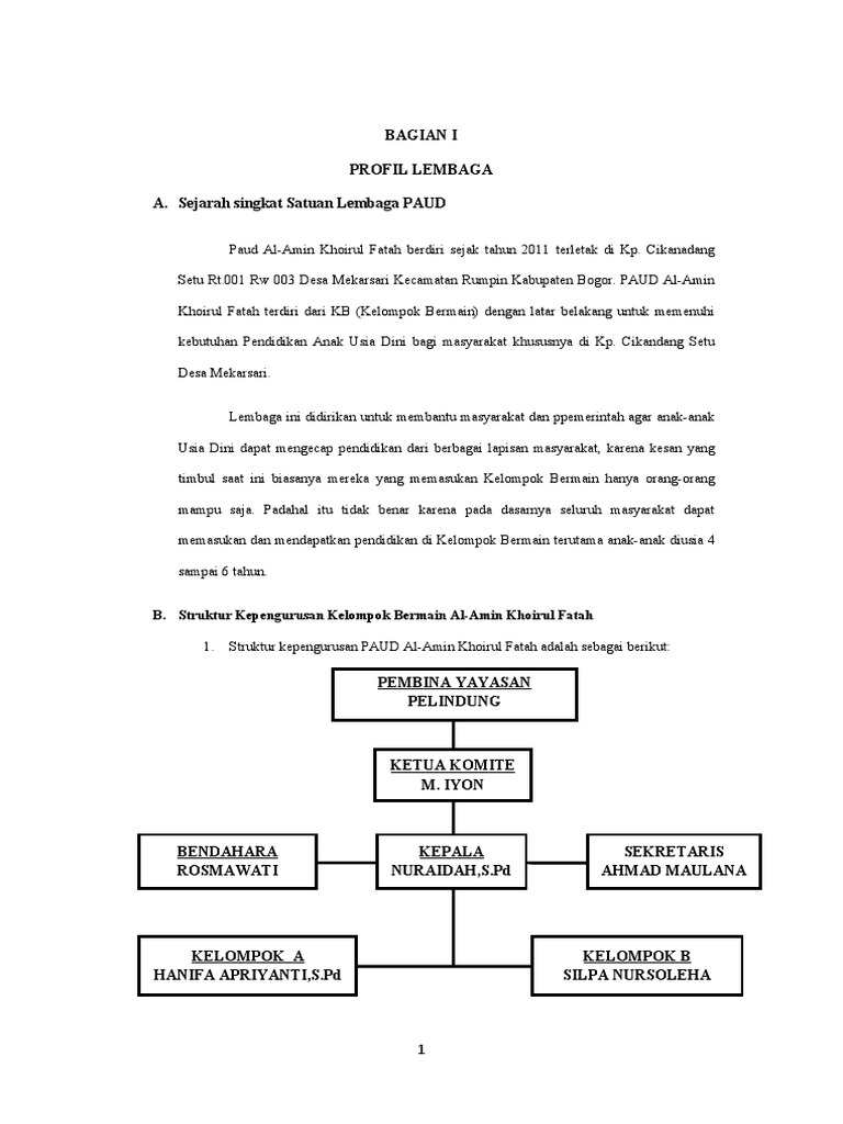 Kurikulum KTSP PAUD Al-Amin Fatah | PDF