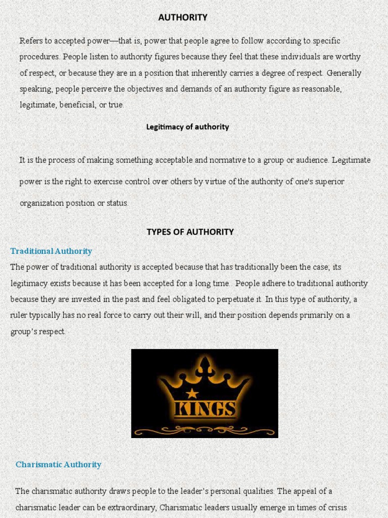 Authority and Types | PDF | Dictatorship | Legitimacy (Political)