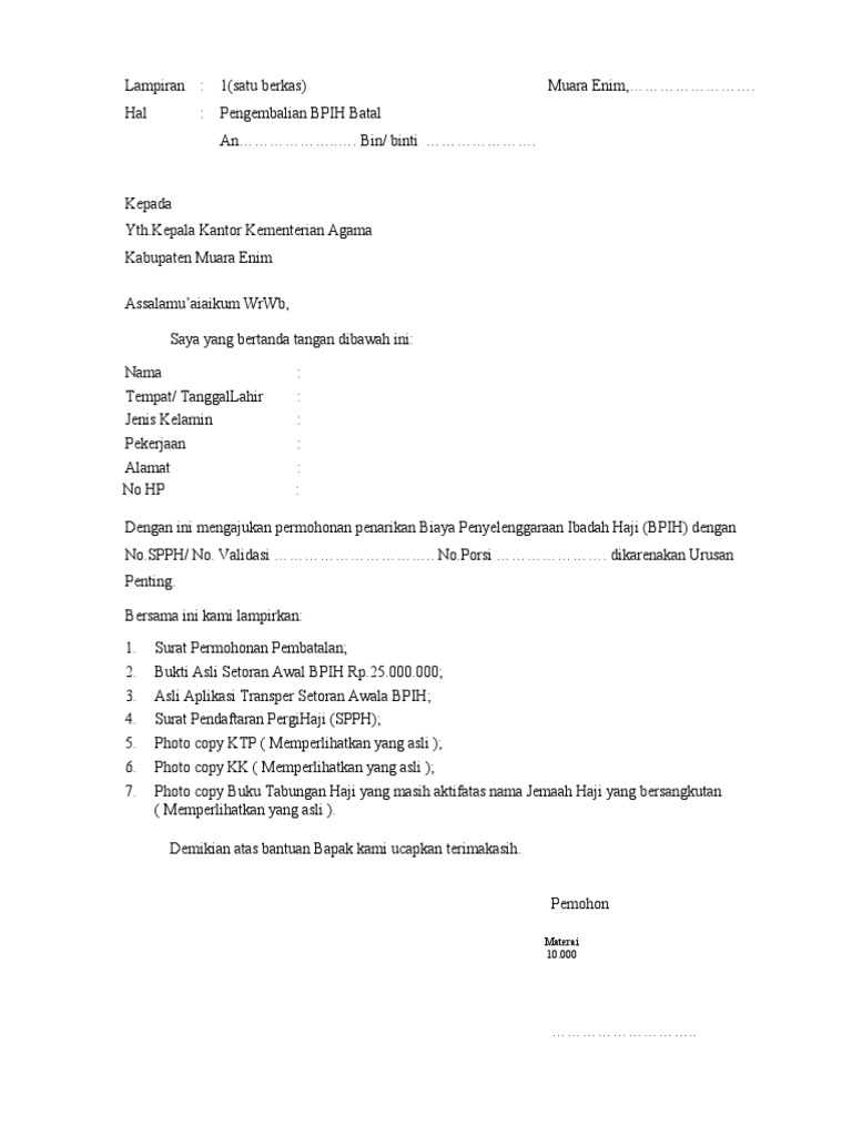 Permohonan Pengembalian BPIH | PDF