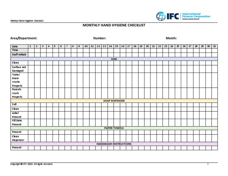 Hand Hygiene Checklist Monthly | PDF