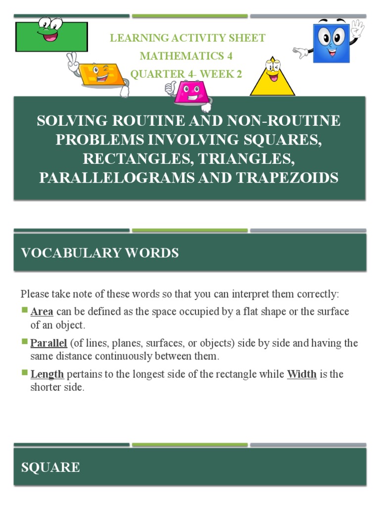Solving Routine and Non-Routine Problems Involving Squares | PDF | Area ...