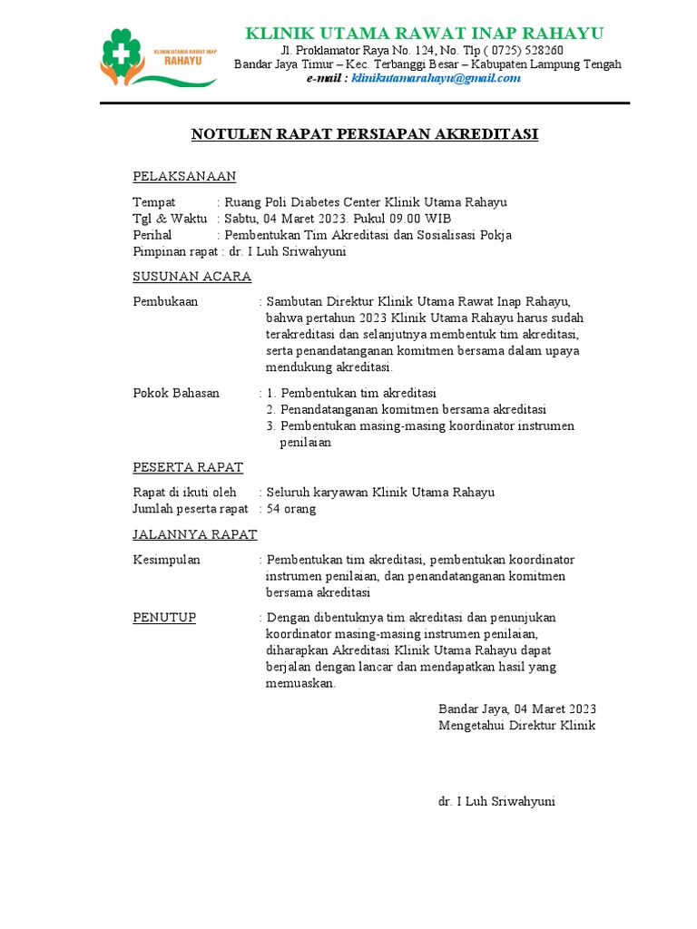 Notulensi Rapat Periapsan Akreditas | PDF | Karier & Perkembangan
