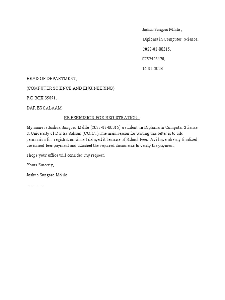 MAombi Registration Letter | PDF