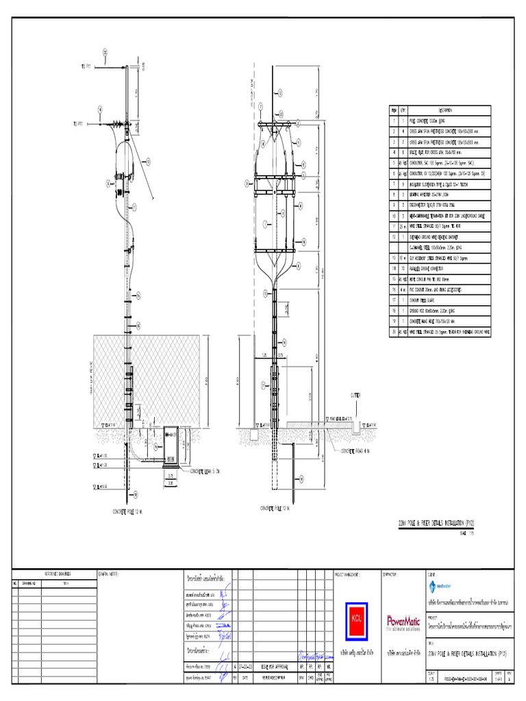 DRAWING 22kV RISER POLE DETAILS INSTALLATION PDF | PDF