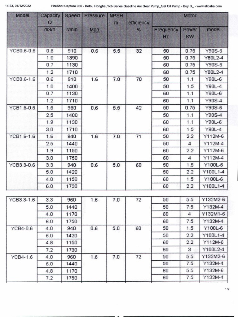 YCB Series Gasoline Arc Gear Pump, Fuel Oil Pump PDF | PDF